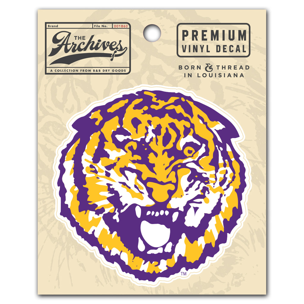 B&B Dry Goods LSU Tigers The Archives Round Vault Premium Vinyl Decal — Bengals & Bandits