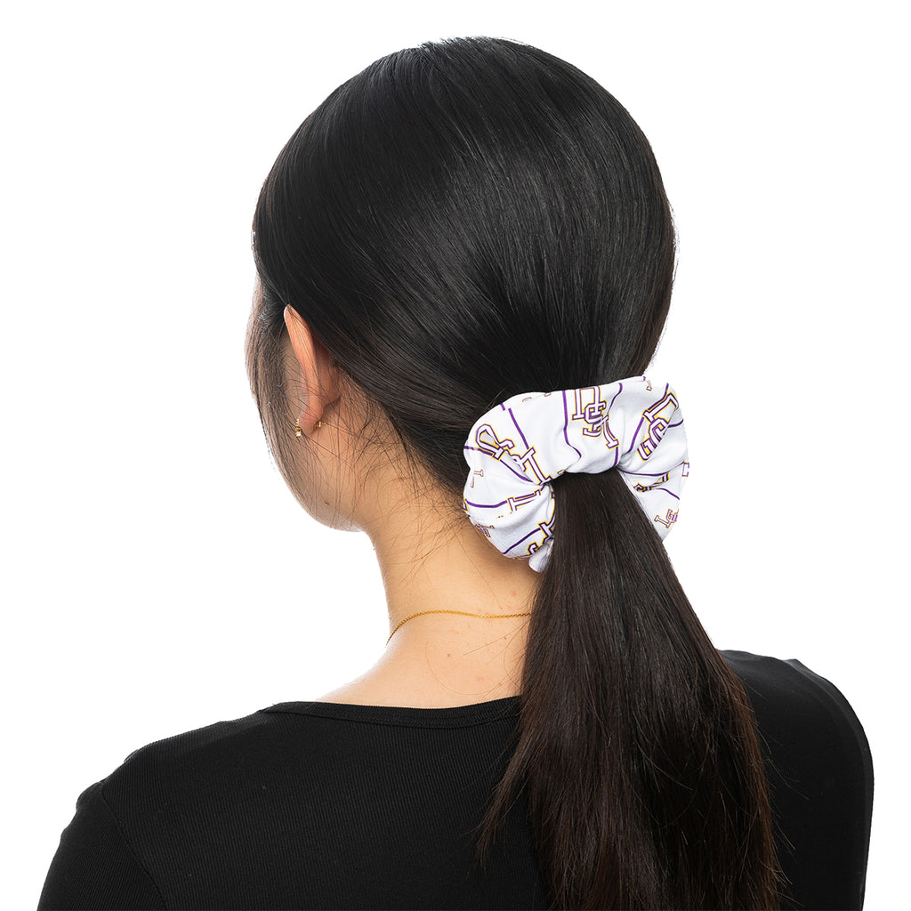 LSU Tigers ZooZatz Interlock Pinstripe Pattern Scrunchie - White — Bengals & Bandits
