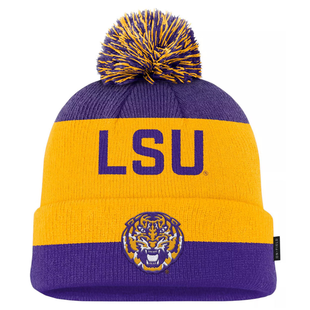 LSU Tigers Nike Gameday (Removable Pom) Cuffed Knit Beanie - Purple ...