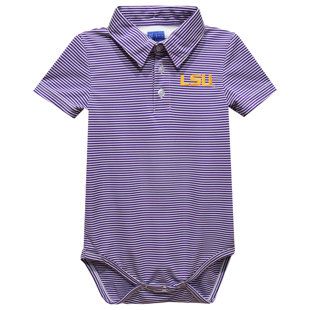 LSU Tigers Vive La Fete Ted Stripe Performance Infant Onesie Polo - Pu ...
