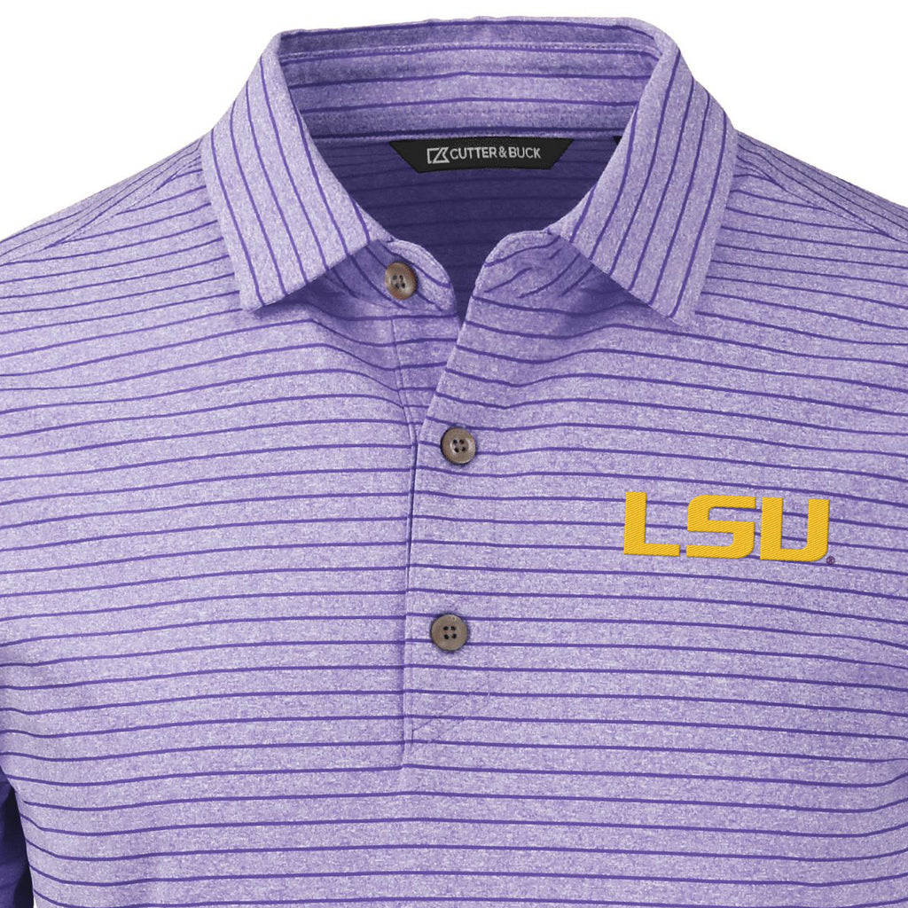LSU Tigers Cutter & Buck Forge Eco Stripe Stretch Polo - Purple ...