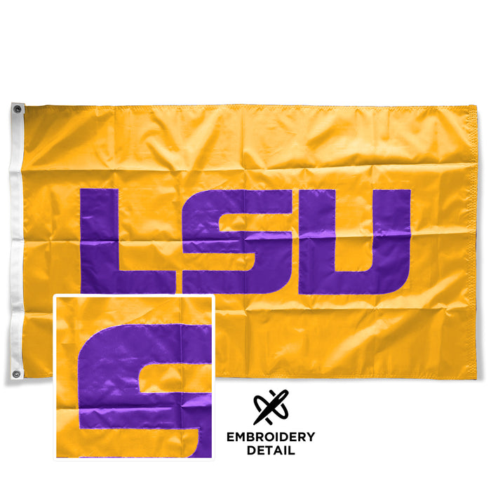 LSU Tigers Deluxe Embroidered Sewn Applique 3' x 5' Flag - Gold ...