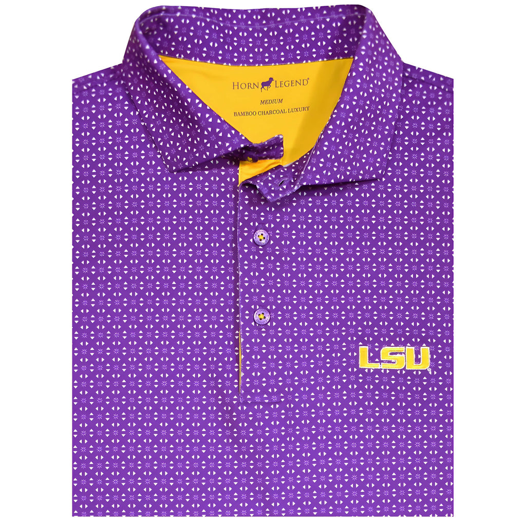 LSU Tigers Horn Legend Lattice Print Stretch Polo - Purple — Bengals ...