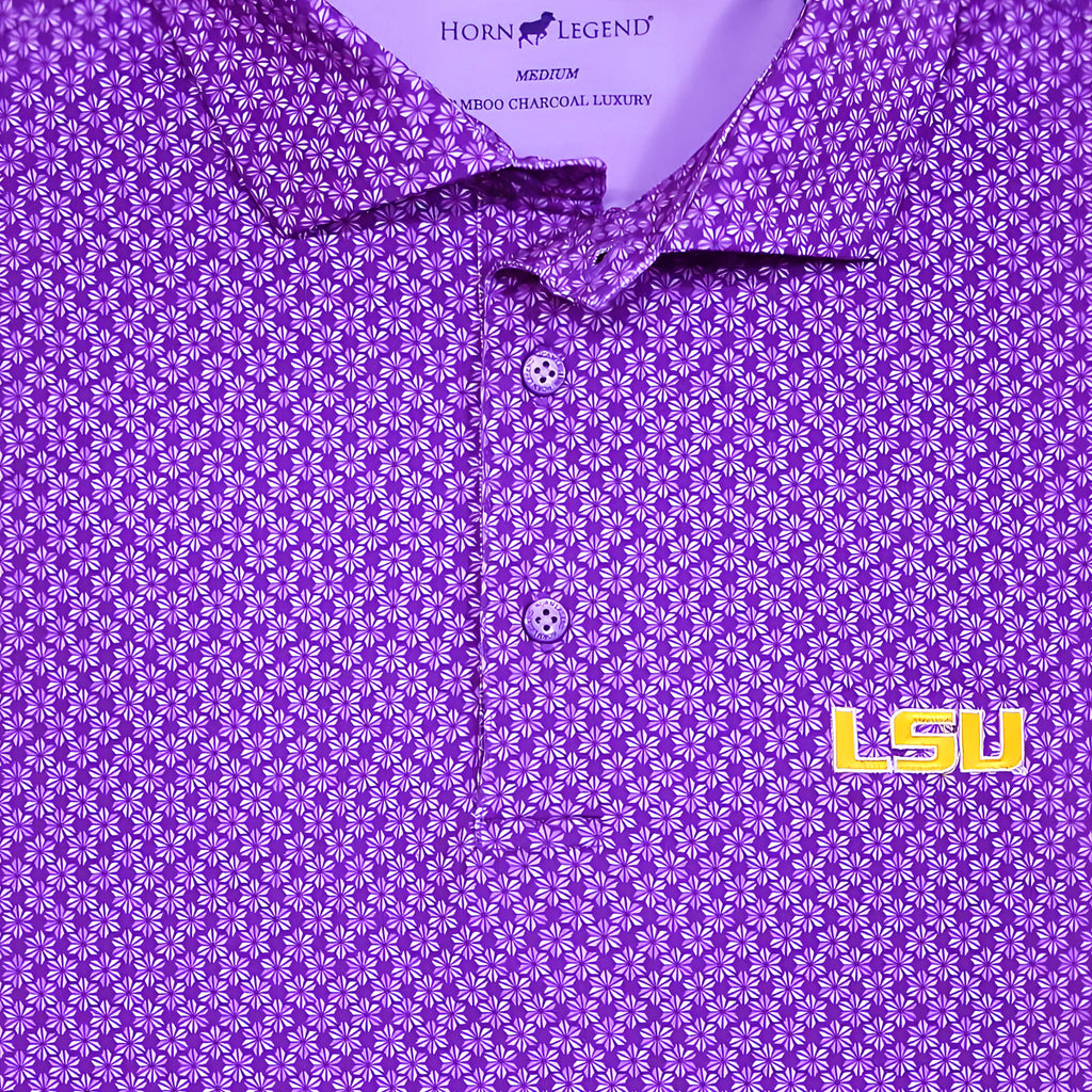 LSU Tigers Horn Legend Petal Print Stretch Polo - Purple — Bengals ...
