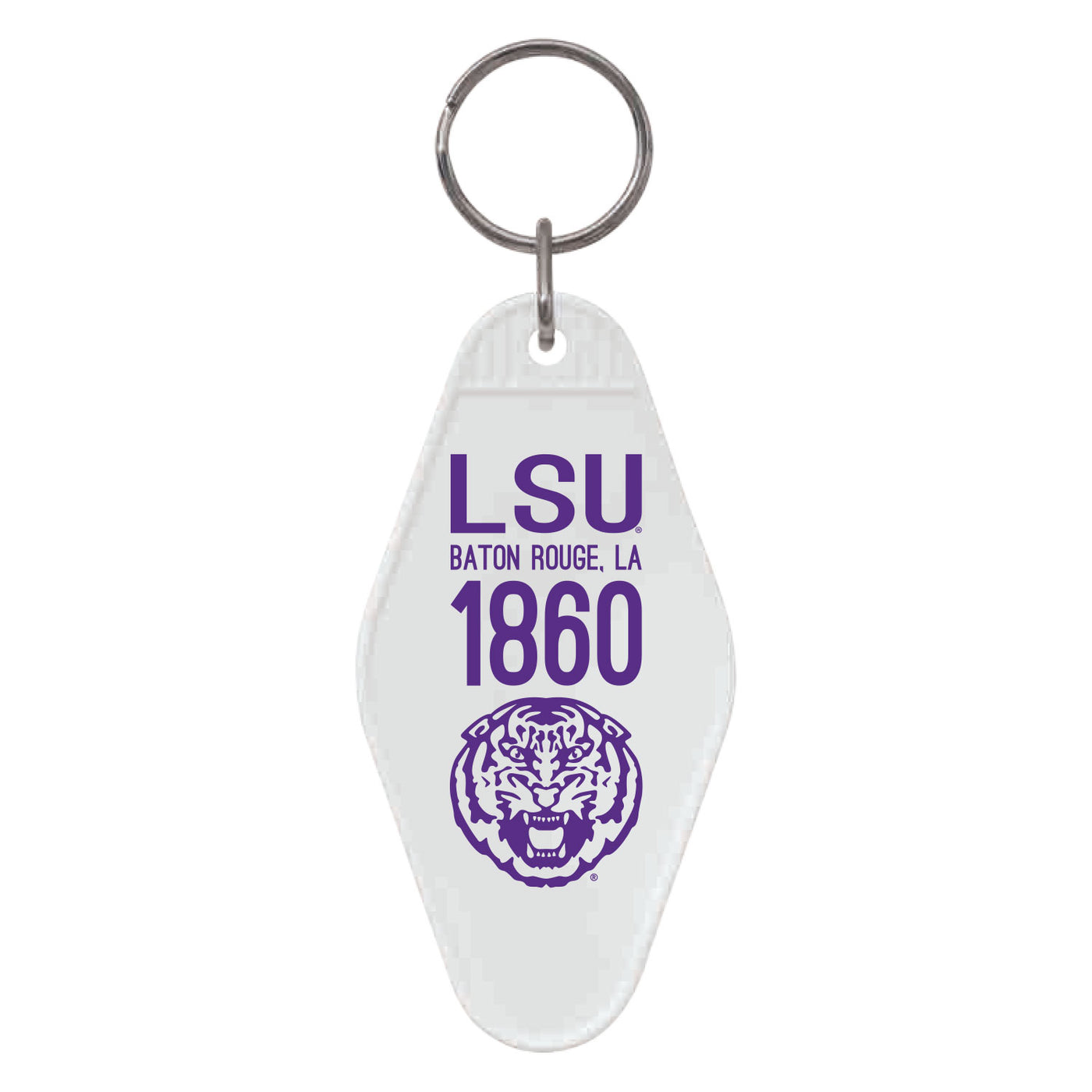 LSU Tigers Motel Style Keychain - White — Bengals & Bandits