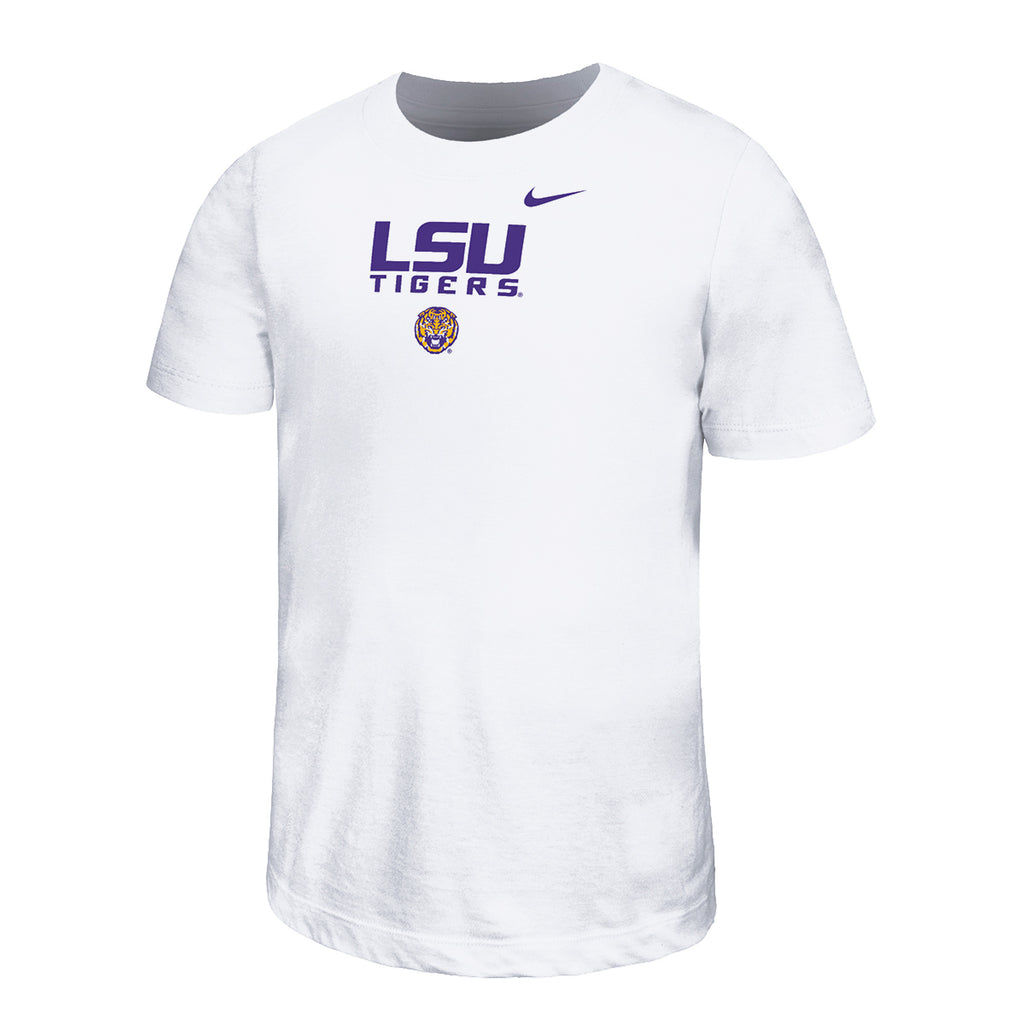 LSU Tigers Nike Legend Dri-Fit Tiger Text Stacked Performance Youth T ...