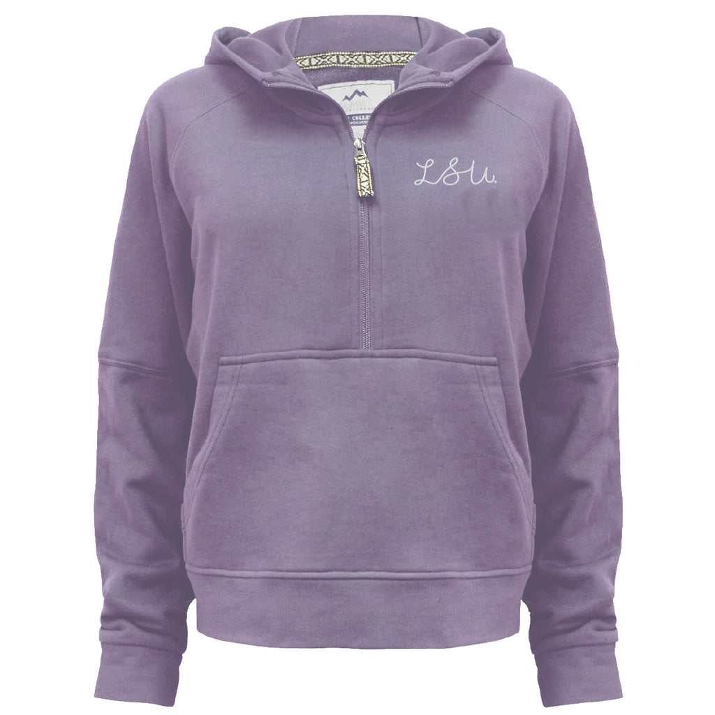 LSU Tigers Summit Chainstitch Script Vintage Terry Hooded 1/4 Zip Pull ...