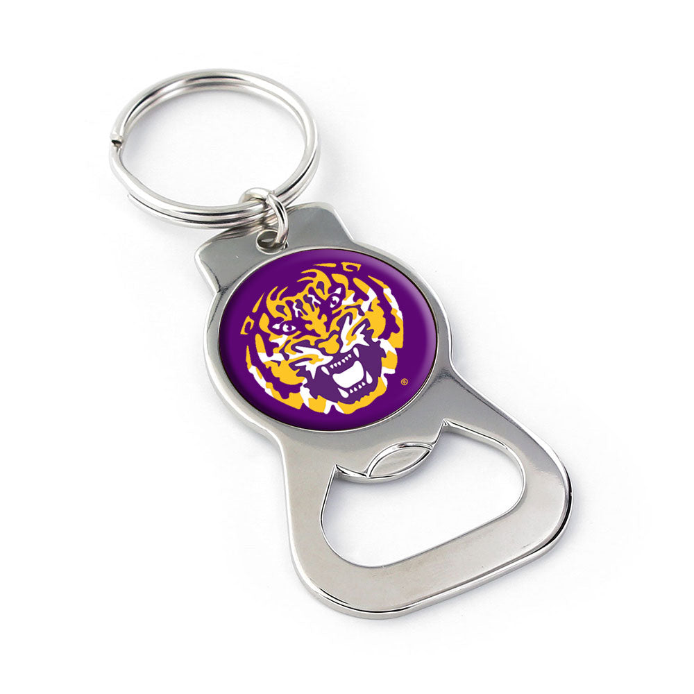 LSU Tigers Tiger Head Domed Bottle Opener Metal Keychain - Silver ...