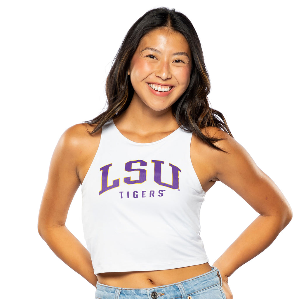 LSU Tigers ZooZatZ Arch Women's 1st Down Crop Tank - White — Bengals ...