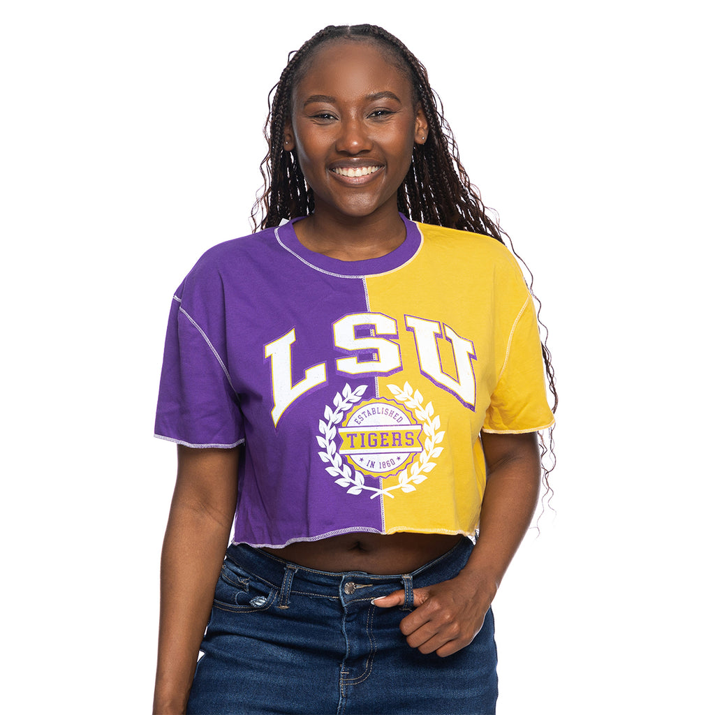 LSU Tigers ZooZatZ Women's Color Block Crop T-Shirt - Purple / Gold ...