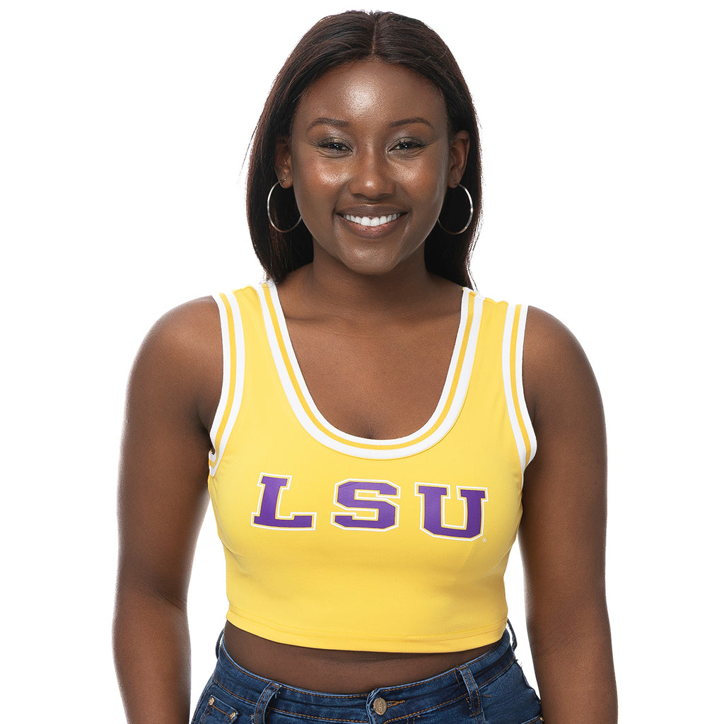 LSU Tigers ZooZatZ Women's Jump Shop Crop Tank - Gold — Bengals & Bandits