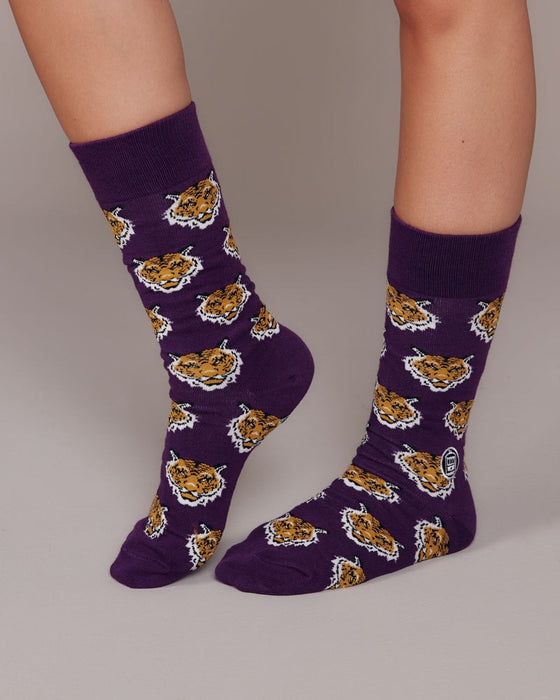 Louisiana Bonfolk Woven Tiger Socks - Purple — Bengals & Bandits