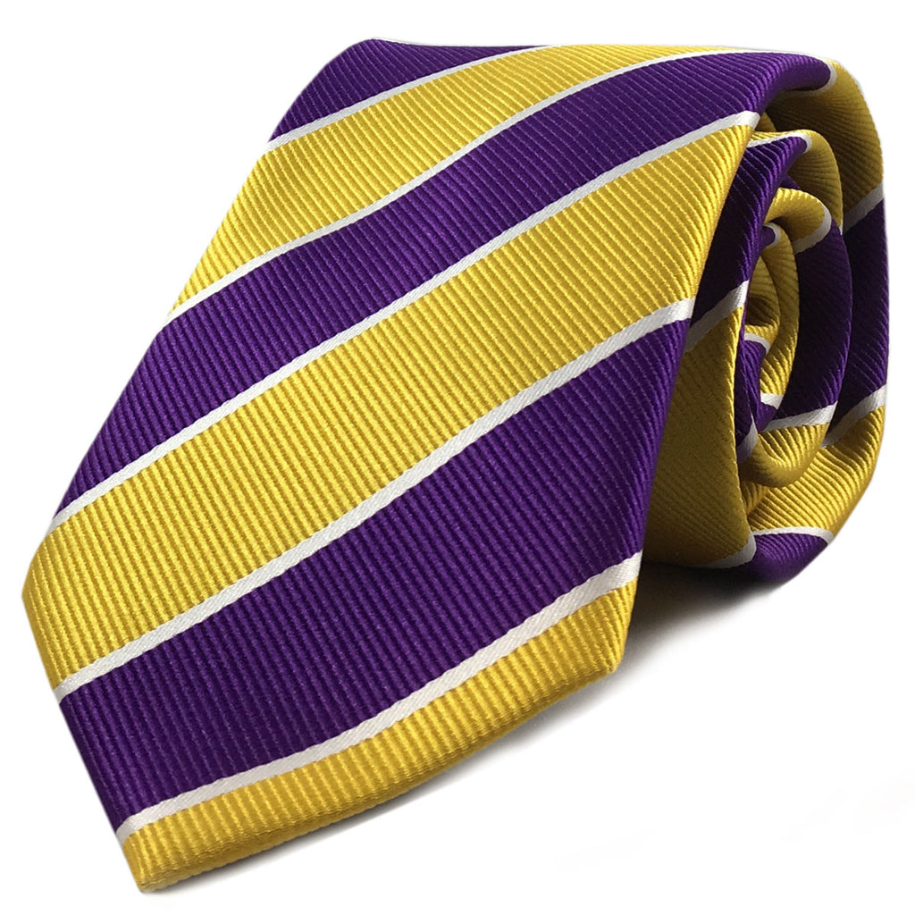 B&B Dry Goods Freshman Rep Stripe Woven Necktie - Purple / Gold ...