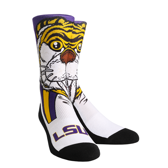 LSU Tigers Rock 'Em Flat Knit Mike The Tiger Mascot Crew Socks ...